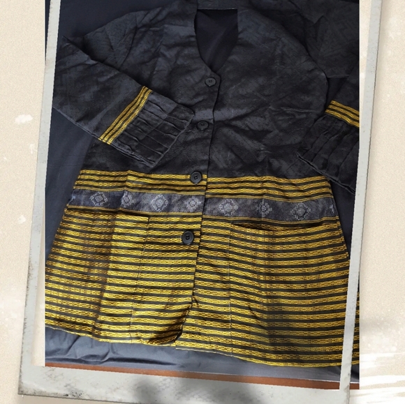 Sweaters | Gold And Black Cardigan Indonesian Style Weaving | Poshmark